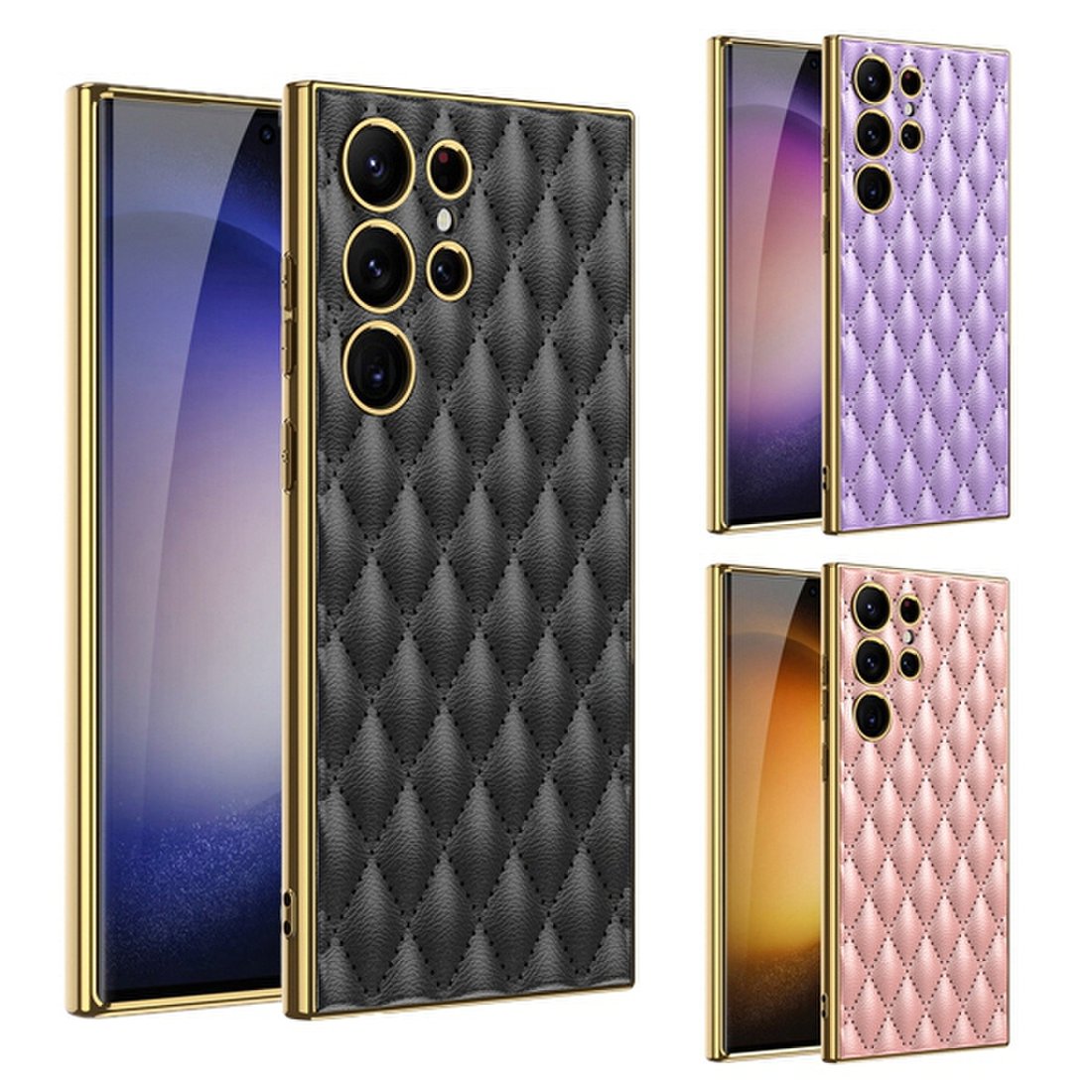 갤럭시 S24울트라 슬림 골드 프레임 케이스 가죽 스티치 풀커버, 믿고 사는 즐거움 SSG.COM