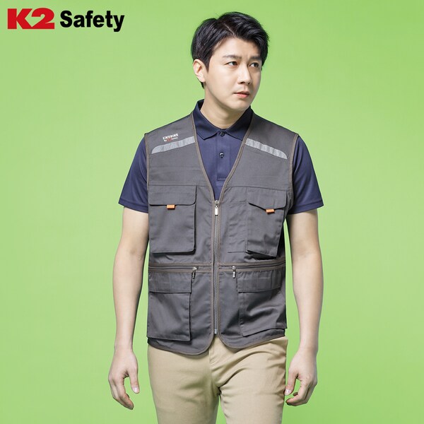 K2 Safety 워크웨어 망사조끼 메쉬원단 작업조끼 레져용 현장조끼 21VE-612R (Grey) - SSG.COM