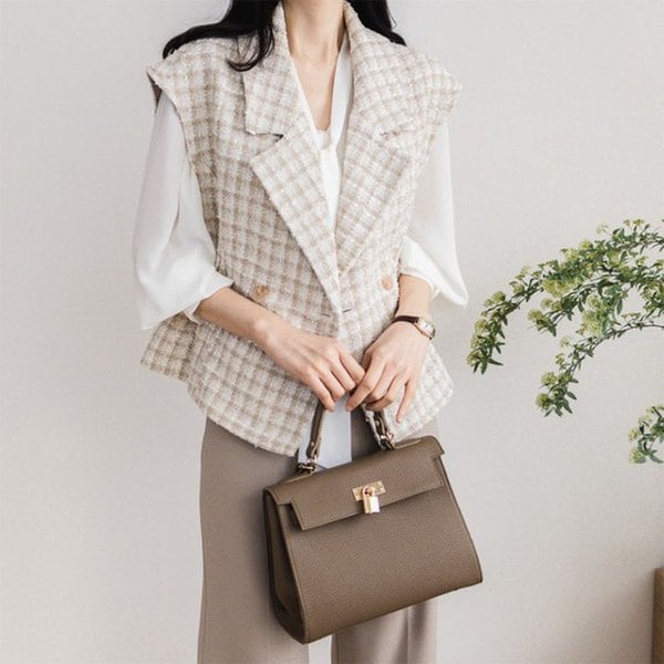 1300K 여자 워커홀릭 트위드 체크 테일러드 베스트 - SSG.COM