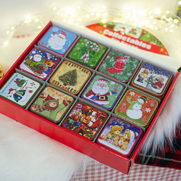 12P세트 크리스마스 산타트리 사각 틴박스 선물 소품 틴케이스 - SSG.COM