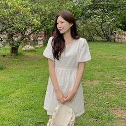 핫핑 아임파인 라운드넥 벌룬퍼프 스트랩 펀칭 미니원피스[44~110] - SSG.COM