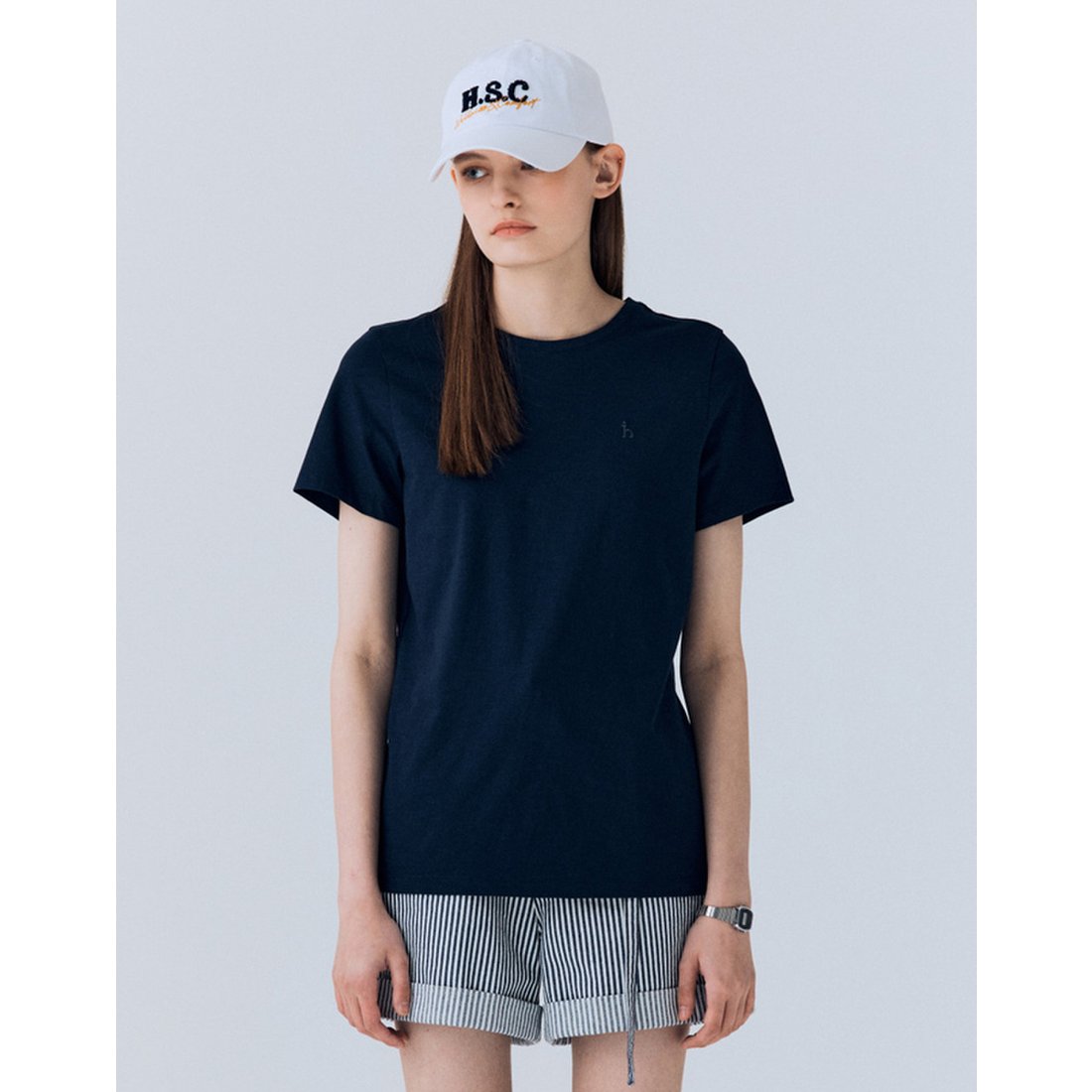 [23SS] [23SS][단독 특가]네이비 단색 면 반팔티셔츠 HSTS3BC39N2, 신세계몰