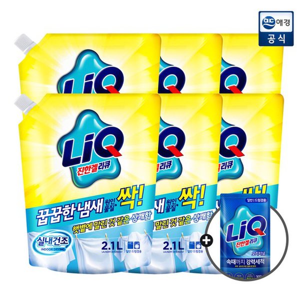 [애경] 리큐 진한겔 꿉꿉한냄새 싹 2.1L x6개 + 리큐 300ml - 이마트몰, 원하는 상품을 원하는 시간에 쓱, 이마트몰