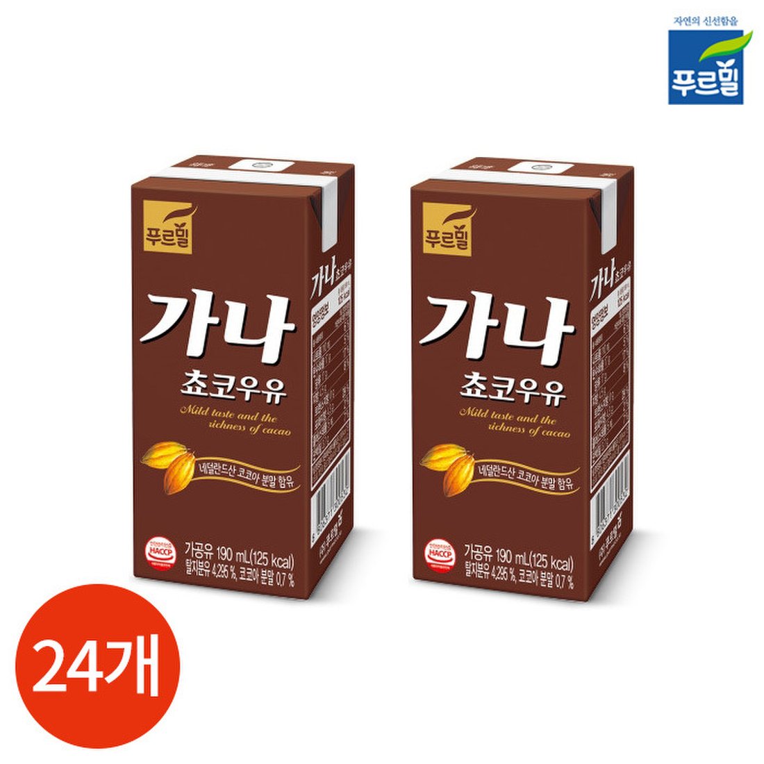 푸르밀 가나 초코우유 190ml x 24팩, 믿고 사는 즐거움 SSG.COM
