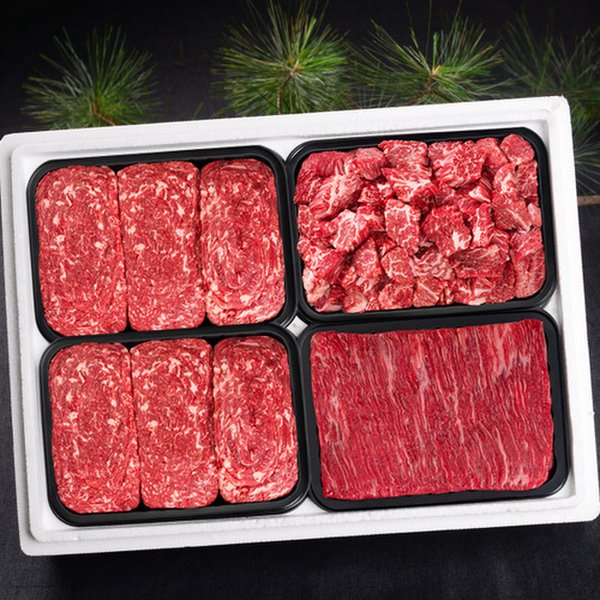 [냉장][팔공상강한우]대구축협 한우 정육선물세트 4호 2.4kg(불고기600gx2팩,국거리600g,장조림600g) - SSG.COM
