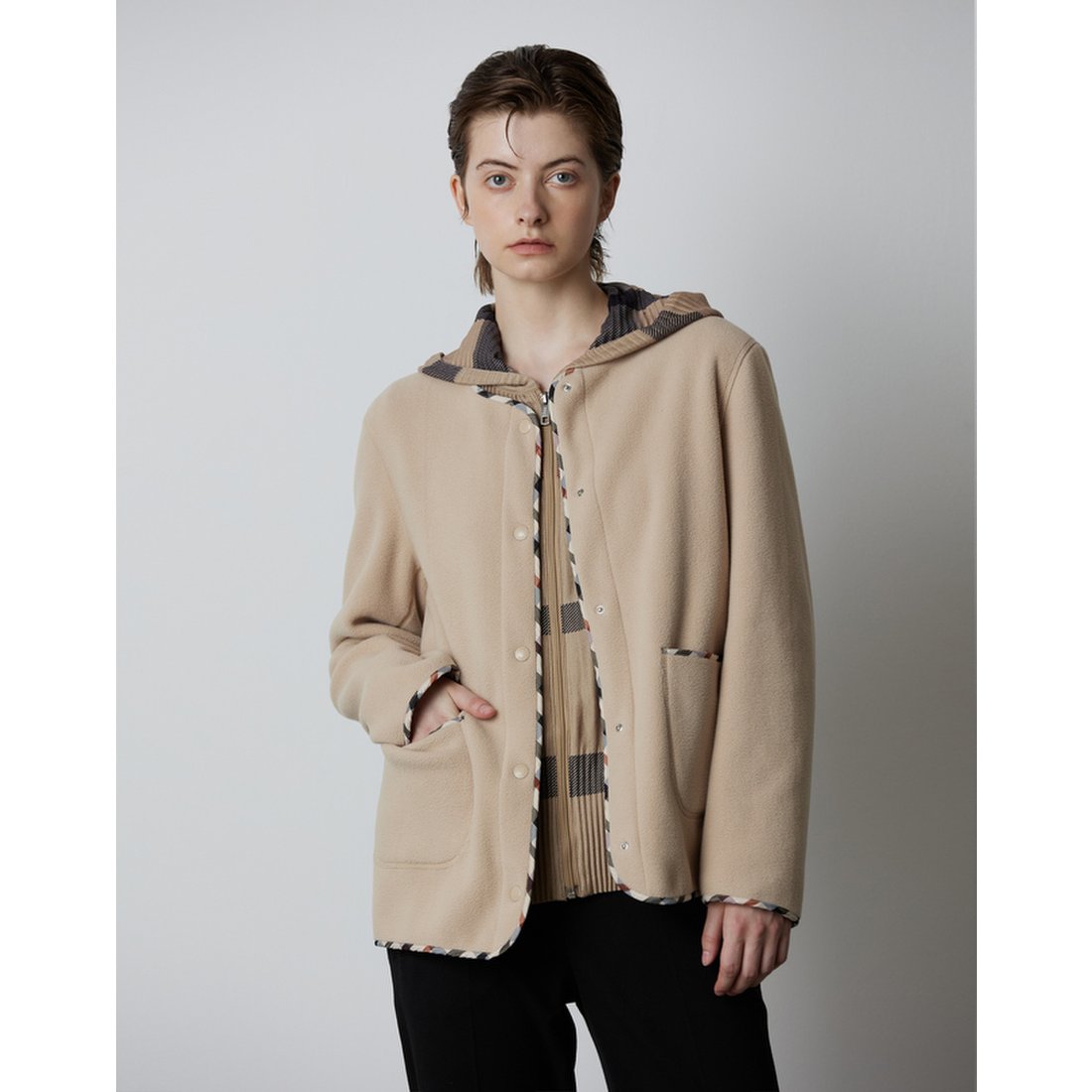 [22FW] [LF몰 단독][D-TRAVEL]베이지 체크배색 플리스 긴 DLJU2DF83I1, 믿고 사는 즐거움 SSG.COM