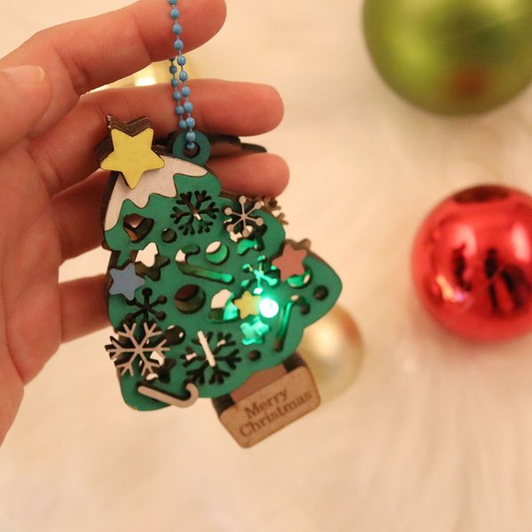 우드 DIY 크리스마스 트리쉐이커 LED 키링 악세서리 만들기 MDF - SSG.COM