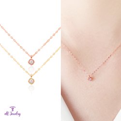 14K 베이직 큐빅 목걸이 (YG/RG) - SSG.COM