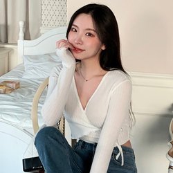 여성 로이케 브이넥 슬립핏 크롭 랩 티셔츠 - SSG.COM