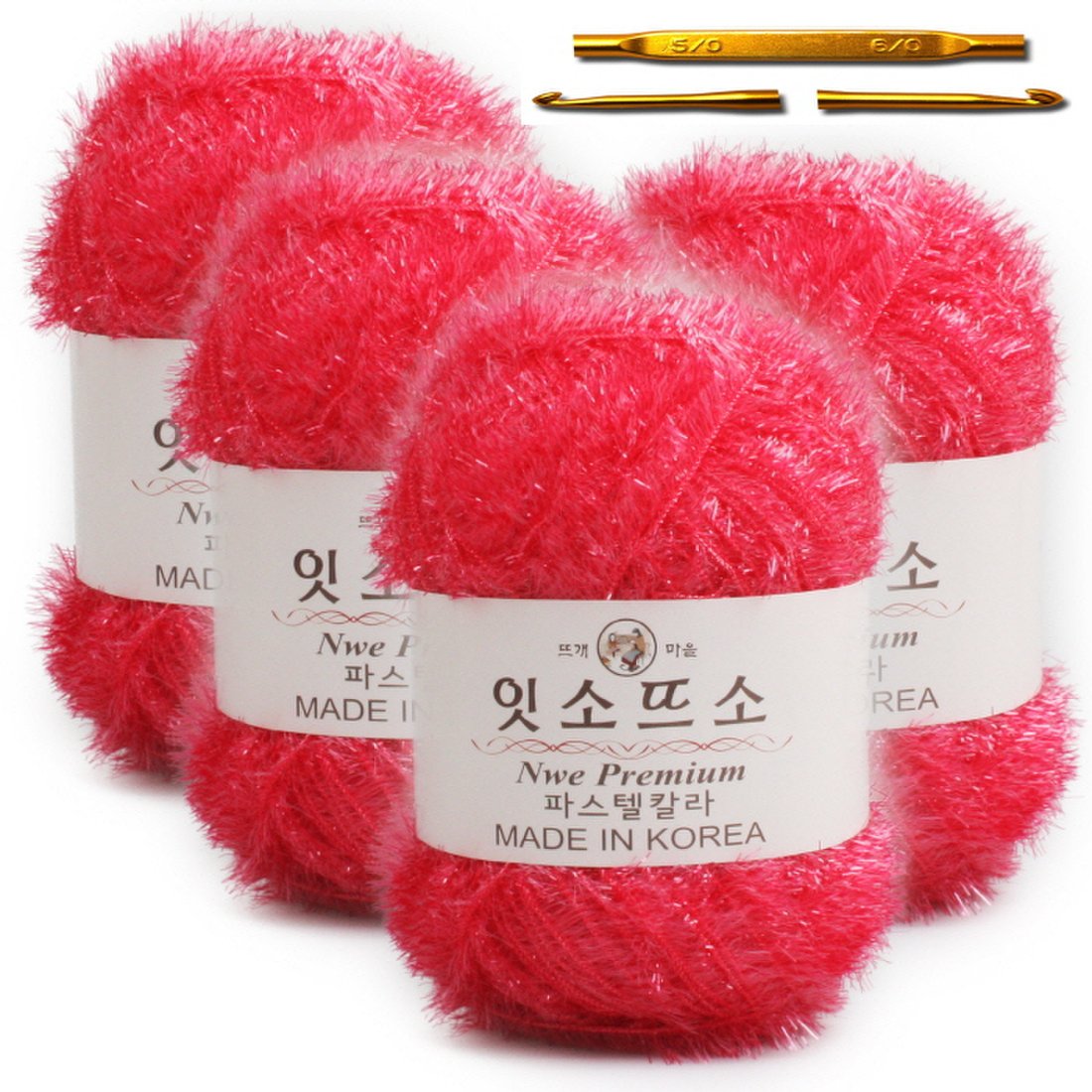 [정품][잇소뜨소] 딸기 테마 수세미실 국산 큰용량 90g 4p+도면+코바늘, 6종세트, 716m(4p), 믿고 사는 즐거움 SSG.COM