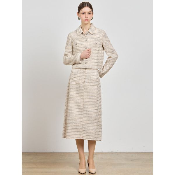 2SET 골드버튼 트위드 재킷+슬릿 미디 스커트 2종세트_P391175635 - SSG.COM