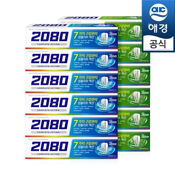 애경 2080 컴플리트 액션 치약 2종 120gx12개입(쿨민트/허브민트) - 이마트몰, 원하는 상품을 원하는 시간에 쓱, 이마트몰
