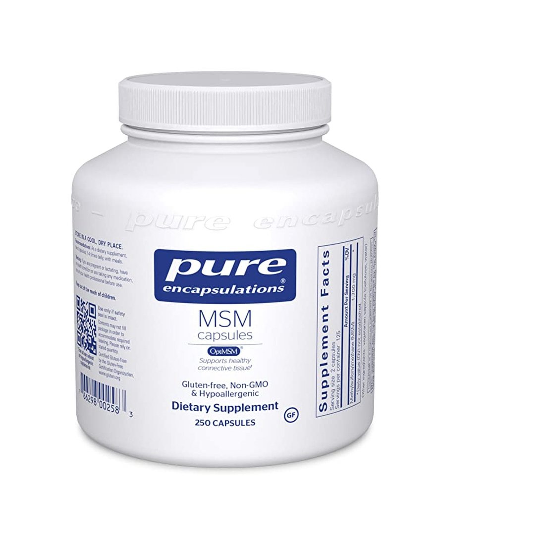 Pure Encapsulation퓨어인캡슐레이션 MSM 하이포알러직 관절보조제 1700mg 250캡슐, 믿고 사는 즐거움 SSG.COM