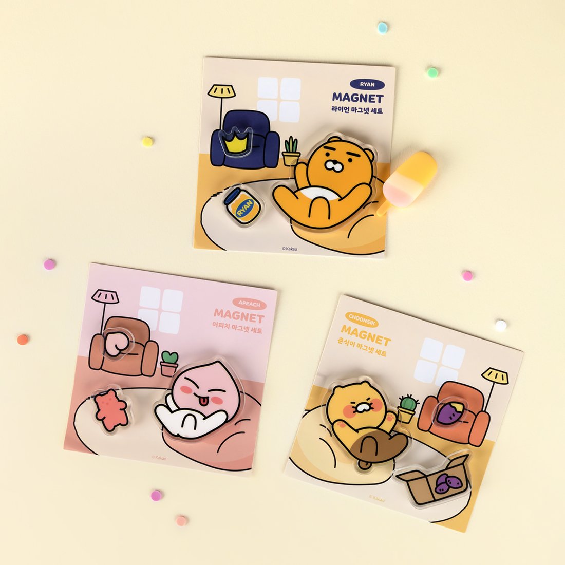 카카오 라이언 어피치 춘식이 아크릴 마그넷 세트, 믿고 사는 즐거움 SSG.COM