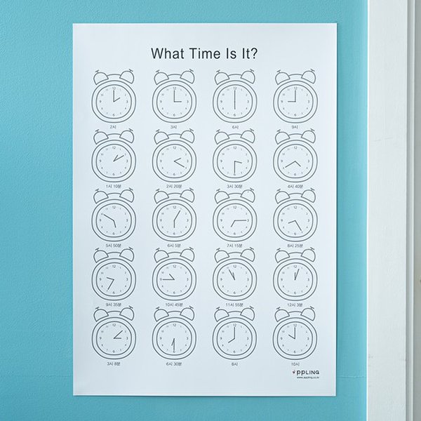 1300K 어린이 초등 학습 벽보 포스터 아이방 숫자 시계 놀이 A2 - SSG.COM