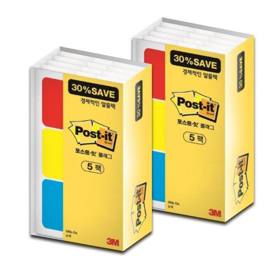 묶음 3M 포스트잇 파일 바인더용 알뜰팩(686-5A) (686-BRY 3개 686-PGO 2개)x2EA_N3970570, 믿고 사는 즐거움 SSG.COM
