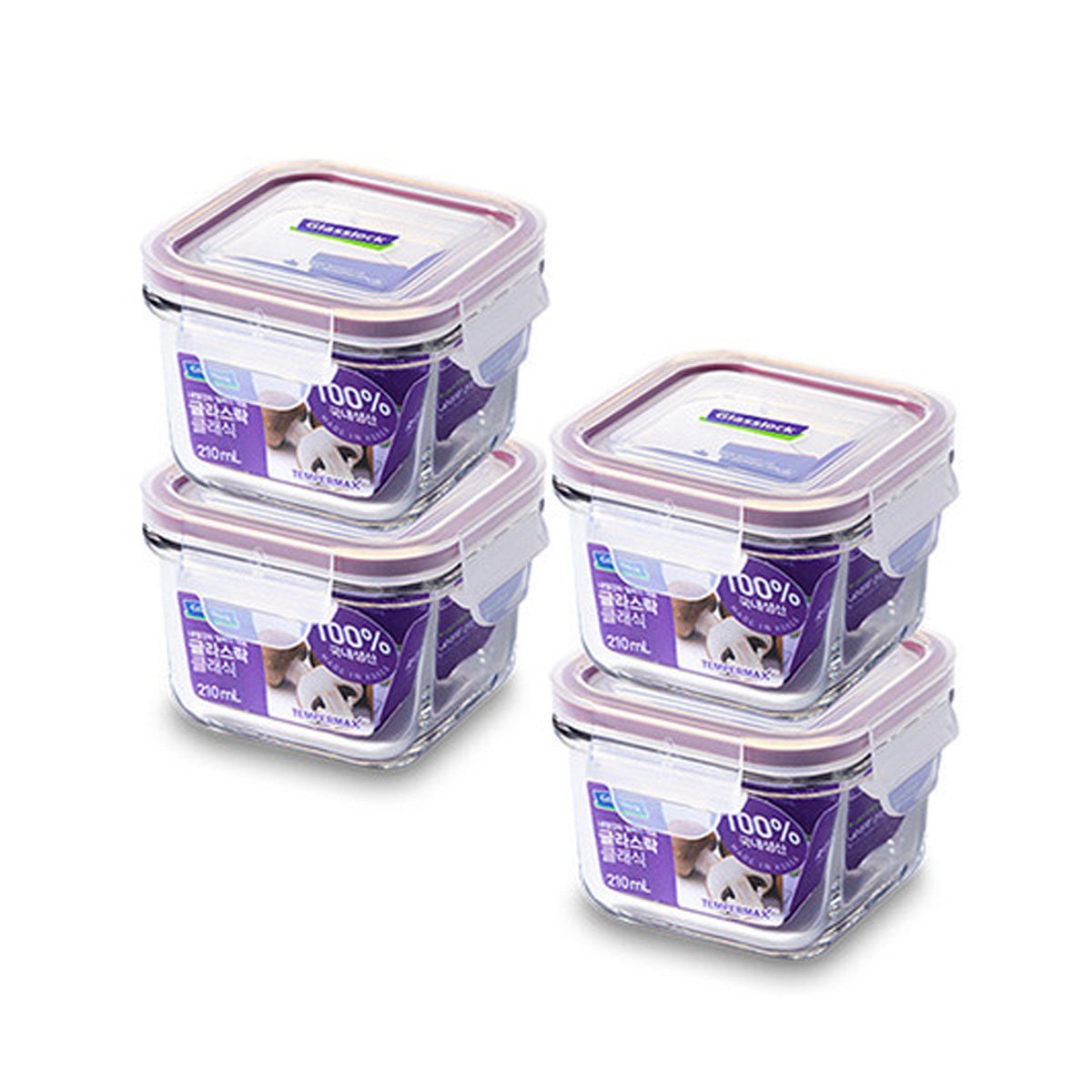 글라스락 퍼플에디션 정사각 210ml_4조 - SSG.COM