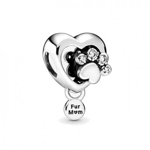 판도라 798873C01 스파클링 발바닥 & 하트 펜던트 겸 댕글 실버 참 - SSG.COM