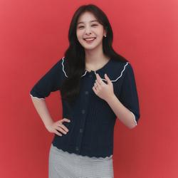 여성 [PEEROZE ] 물결 세일러카라 5부 니트 가디건 KDSCFJ221_NA - SSG.COM