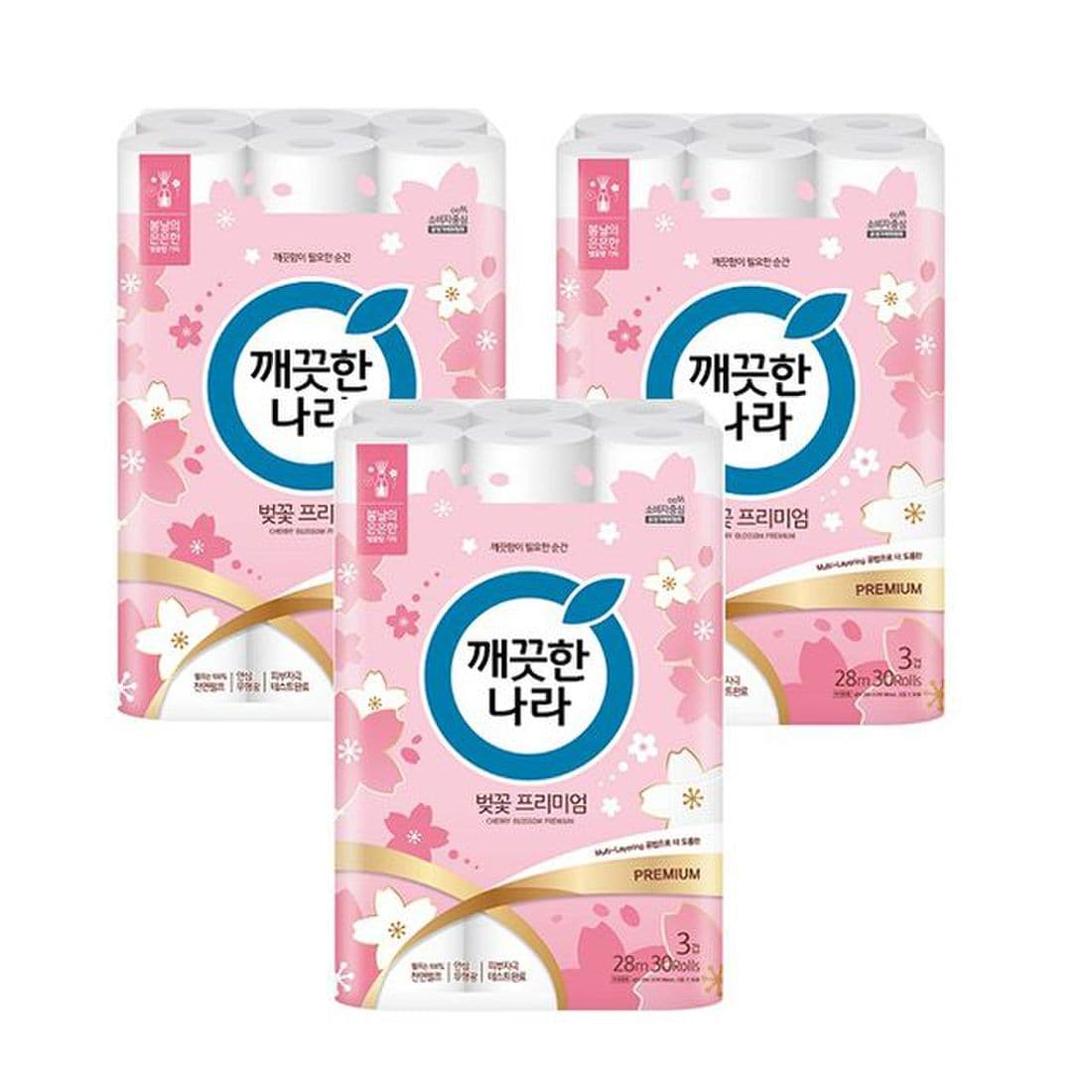 깨끗한나라 벚꽃 프리미엄 화장지 3겹 28m 30롤 3P, 믿고 사는 즐거움 SSG.COM