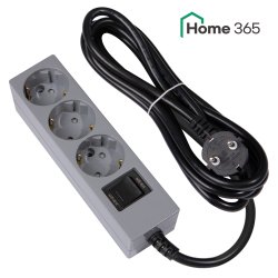 홈365 국산 과부하차단 멀티탭 3구 3m 그레이 블랙 / 16A 콘센트 멀티콘센트, 믿고 사는 즐거움 SSG.COM