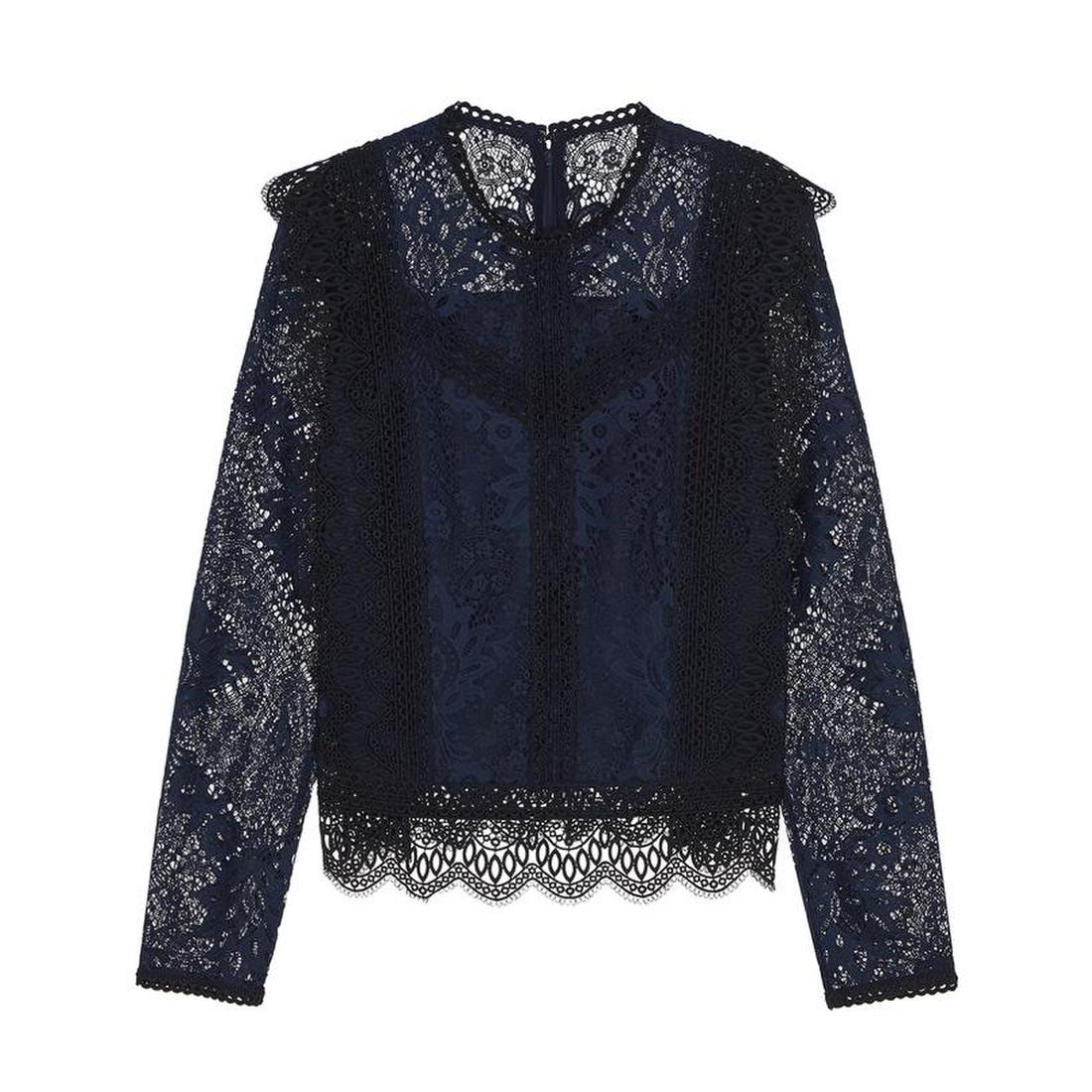 [15%다운로드쿠폰] 19FW 질스튜어트뉴욕 네이비 레이스배색 긴팔블라우스 JSBL9D200N2, 신세계적 쇼핑포털 SSG.COM