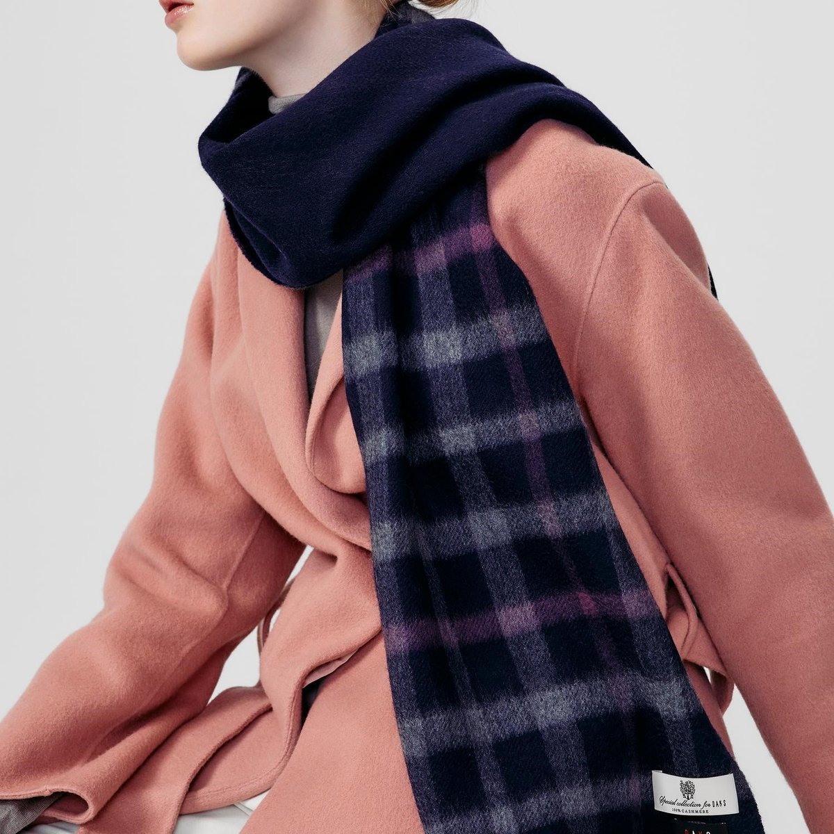 DBMU3F802N2[DAKS MUFFLER][BASIC]남녀공용 네이비 체크 캐시미어100% 양면 머플러 - SSG.COM