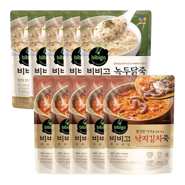 [CJ] 비비고 녹두닭죽420G 5개 +낙지김치죽420G 5개 - SSG.COM