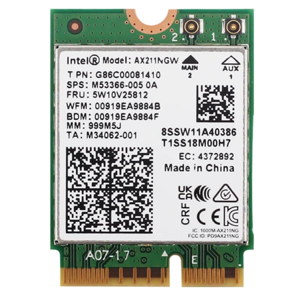 인텔 Intel AX211 NGW 노트북 무선 랜카드 2.4기가 M.2 Wi-Fi 6E 블루투스 5.2 Tri band ...