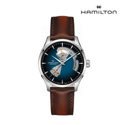 H32675540 재즈마스터 오픈하트 오토 40mm 블루 다이얼 브라운 가죽 남성 시계 - SSG.COM