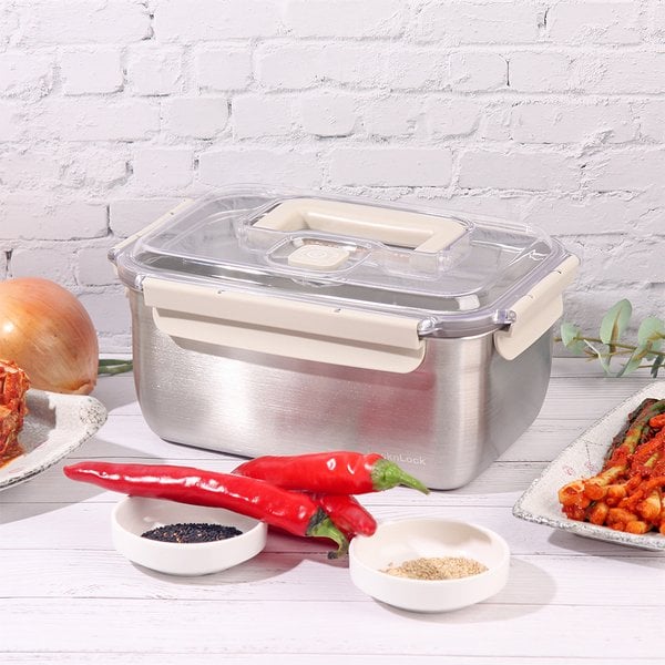 락앤락 김치통의정석 숨쉬는 스텐 김치통 스테인레스 핸들 밀폐용기 3.6L - SSG.COM