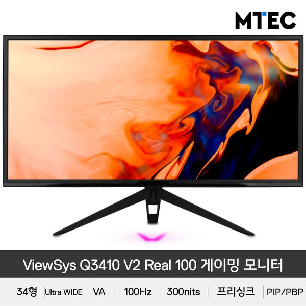 엠텍코리아 ViewSys Q3410 V2 real 100 게이밍 모니터 UWQHD 100Hz 21:9 34형 평면형 HDR ...