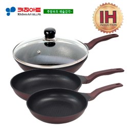 키친아트 금상첨화(IH) 인덕션 주물후라이팬 3종(A)(24+28+28)유리카바 - SSG.COM