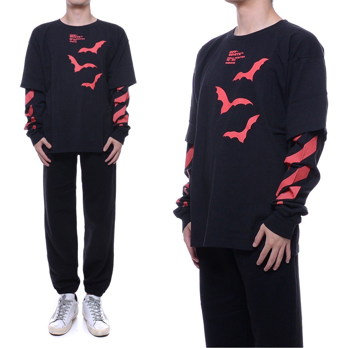 [부산점] [오프화이트] 19FW 남성 박쥐 더블 긴팔티셔츠 (OMAB022E19185007_1020_19F) (OMAB022E19185007_ - SSG.COM