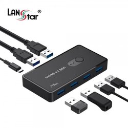 LANstar USB3.0 허브 4포트 투컴 선택기 PC 2대 USB포트 4개 LS-U30HS - SSG.COM
