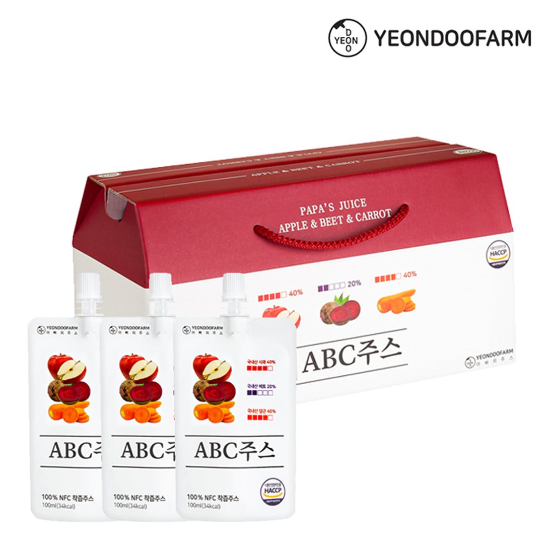 [연두팜] 돌려따는) NFC 착즙 국내산 ABC주스 100ml 30개입 한박스, 믿고 사는 즐거움 SSG.COM