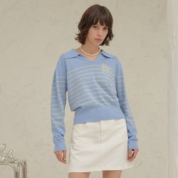 WOMAN GNRL 스트라이프 카라 니트 [LIGHT BLUE] / WBC1L05515 - SSG.COM
