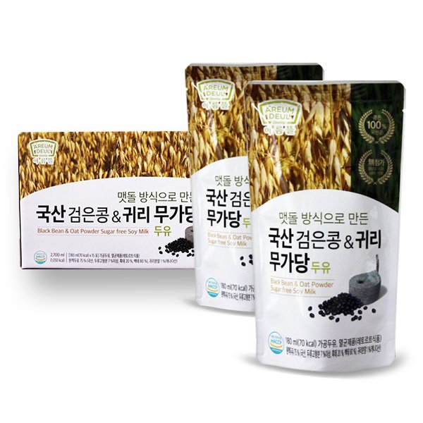 아름뜰 국산 검은콩&귀리 무가당 두유 180ml 15입 x 3박스(총 45입) - SSG.COM