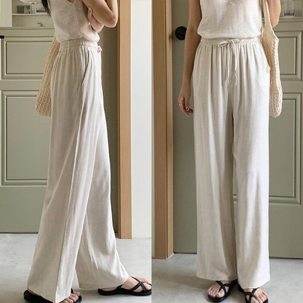 쉬즈미 / 여성 린넨 스트링 밴딩 통팬츠 여름 마바지 (PTS-506)[중지]1 - SSG.COM