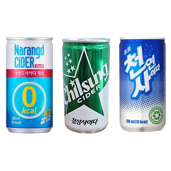 사이다 3종 혼합모음 칠성사이다/나랑드 사이다/천연사이다 탄산음료 190ml x 30캔 - SSG.COM