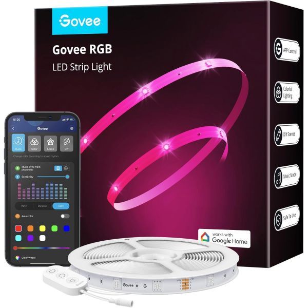영국 고비 조명 월라이트 Govee Alexa LED Lights 10m Smart WiFi App Control RGB ...
