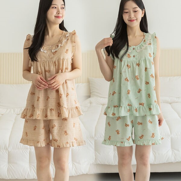 400940 여성 레이온 쿨 민소매 3부 여름 잠옷 홈웨어 파자마 상하세트 - 이마트몰, 원하는 상품을 원하는 시간에 쓱, 이마트몰