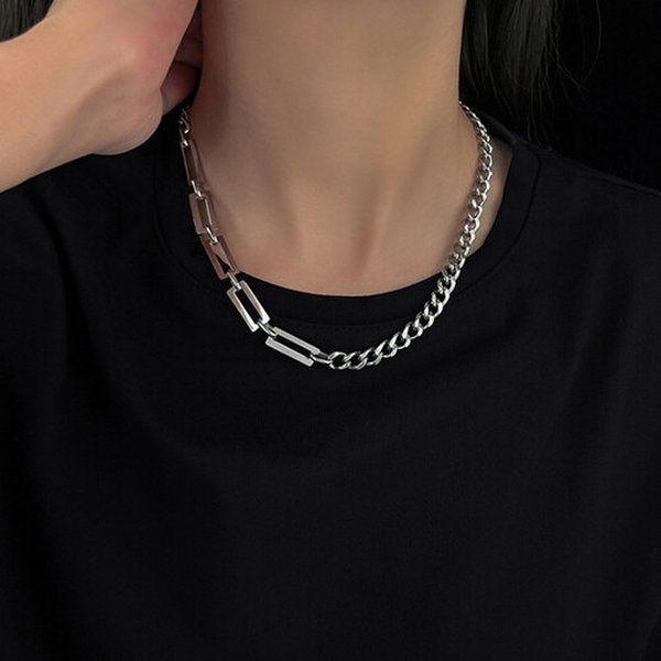 [마리엔코코]직각 언발 사슬 써지컬스틸 목걸이_IH - SSG.COM