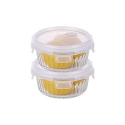 네오플램 웨이브락V 스팀홀 내열유리 밀폐용기 원형 400ml 2종 세트.. - SSG.COM