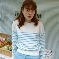 SMALL LOGO STRIPE KNIT BLUE - SSG.COM