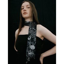 Botanic Garden Long Twilly Silk Scarf - Black - SSG.COM