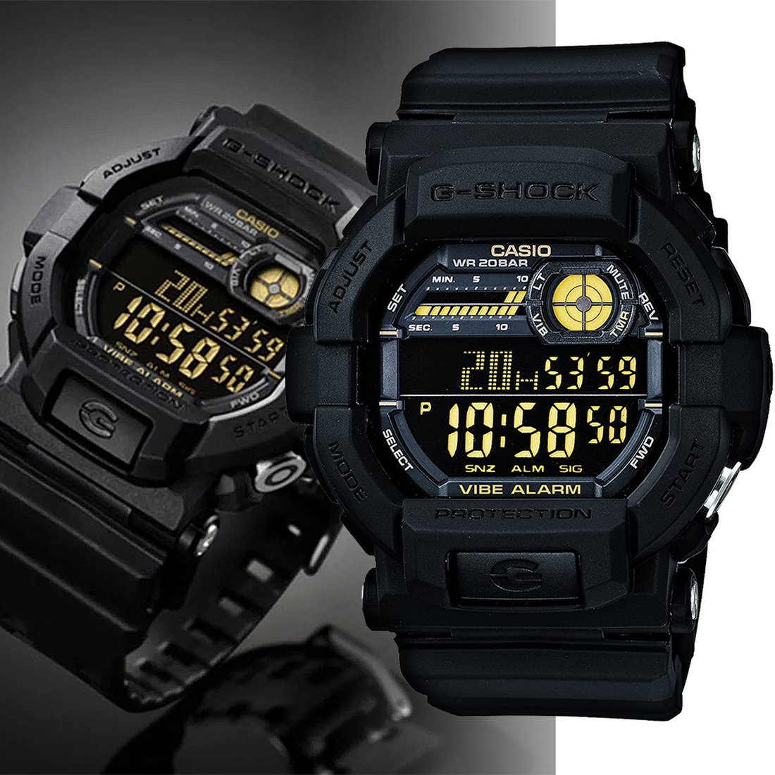 지샥 G-SHOCK 진동알람 GD-350-1B 올블랙 방수 전자 군인시계, 믿고 사는 즐거움 SSG.COM