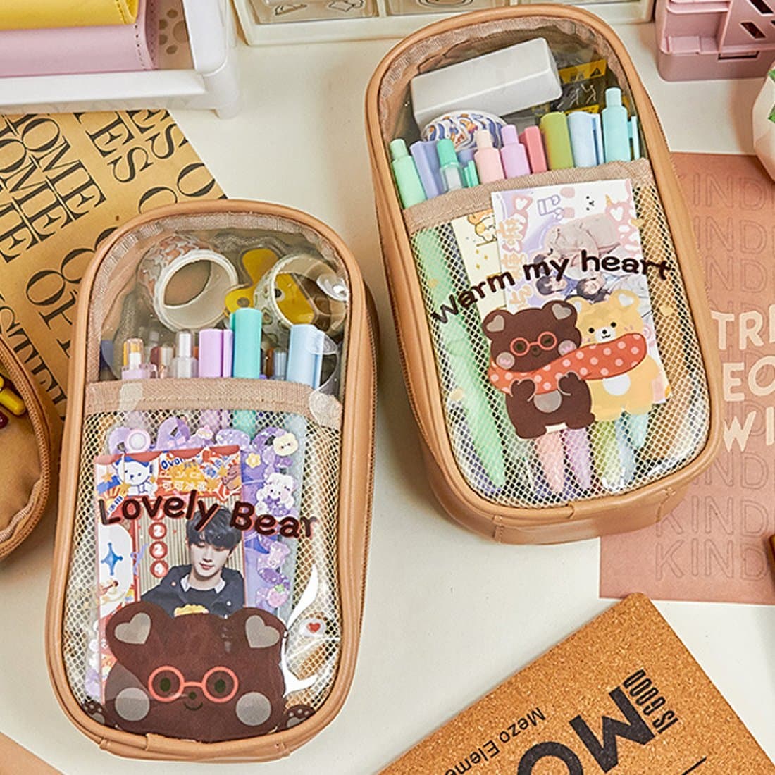 EVA 러블리베어 대용량 투명 초등학생 중학생 고등학생 필통 OFDJ-PNC2, 믿고 사는 즐거움 SSG.COM