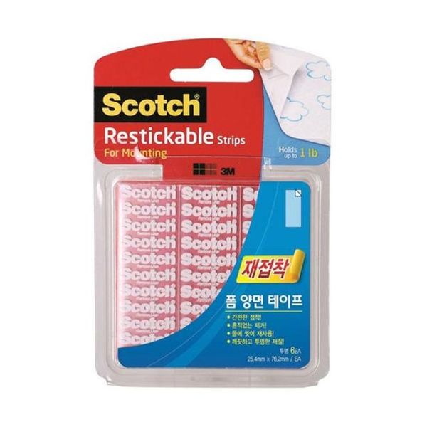 3M R101 재부착 폼 양면 테이프(25.4x76.2mm 6ea) - SSG.COM