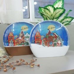 타원돔 눈내리는 산타마을 LED 오르골 (2type) - SSG.COM